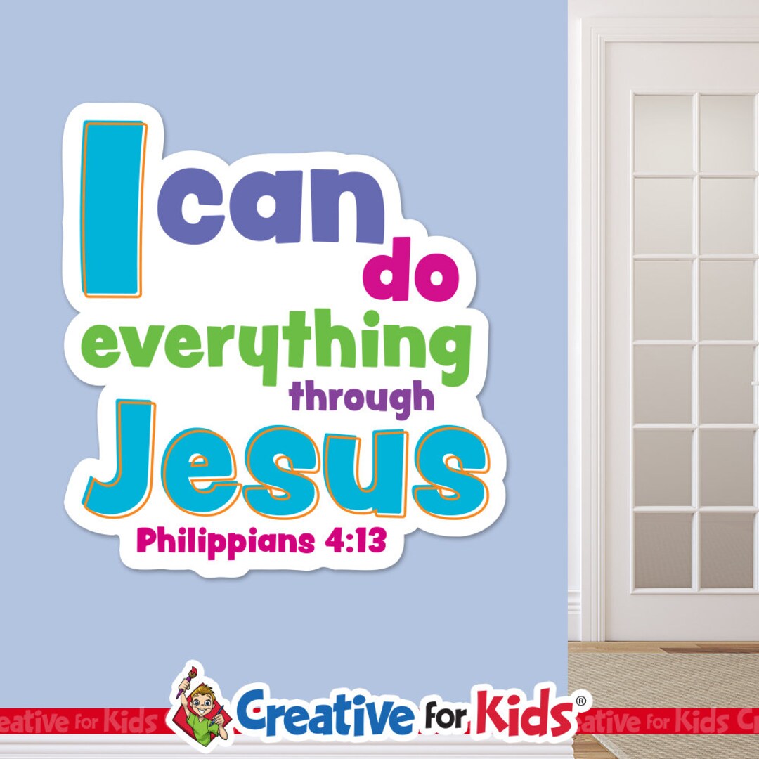 Sunday School Wall Decal for Kids Religious Art, Scripture Verse Poster ...