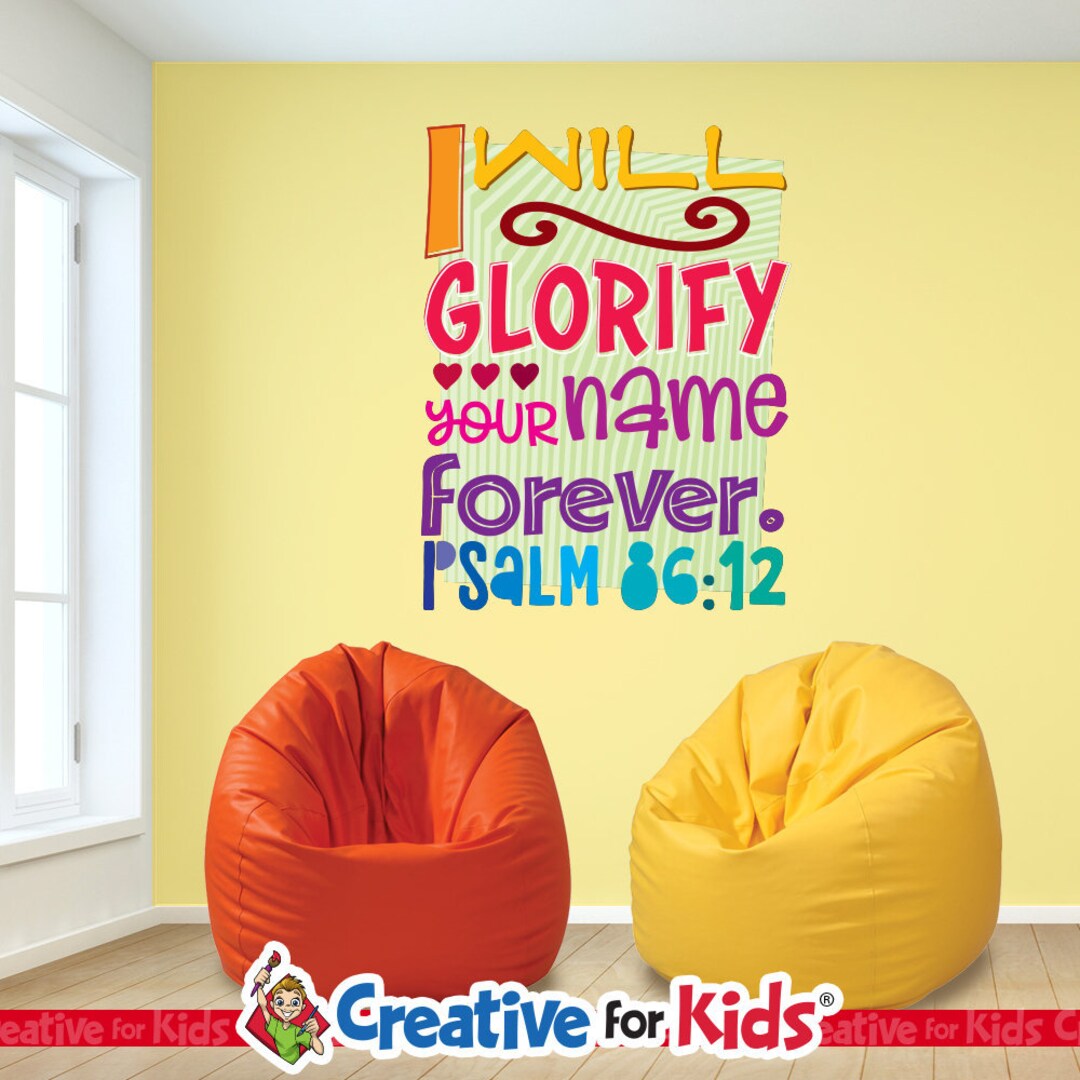 Sunday School Wall Decal for Kids Religious Art, Scripture Verse Poster ...