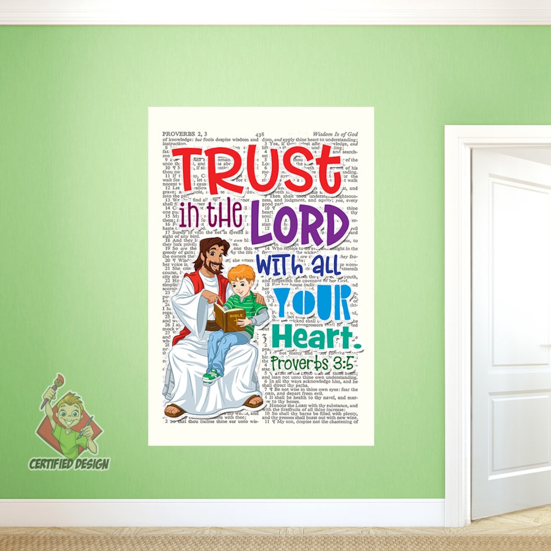 Sunday School Decal, Trust in the Lord, Kids Scripture Decal, Kids ...