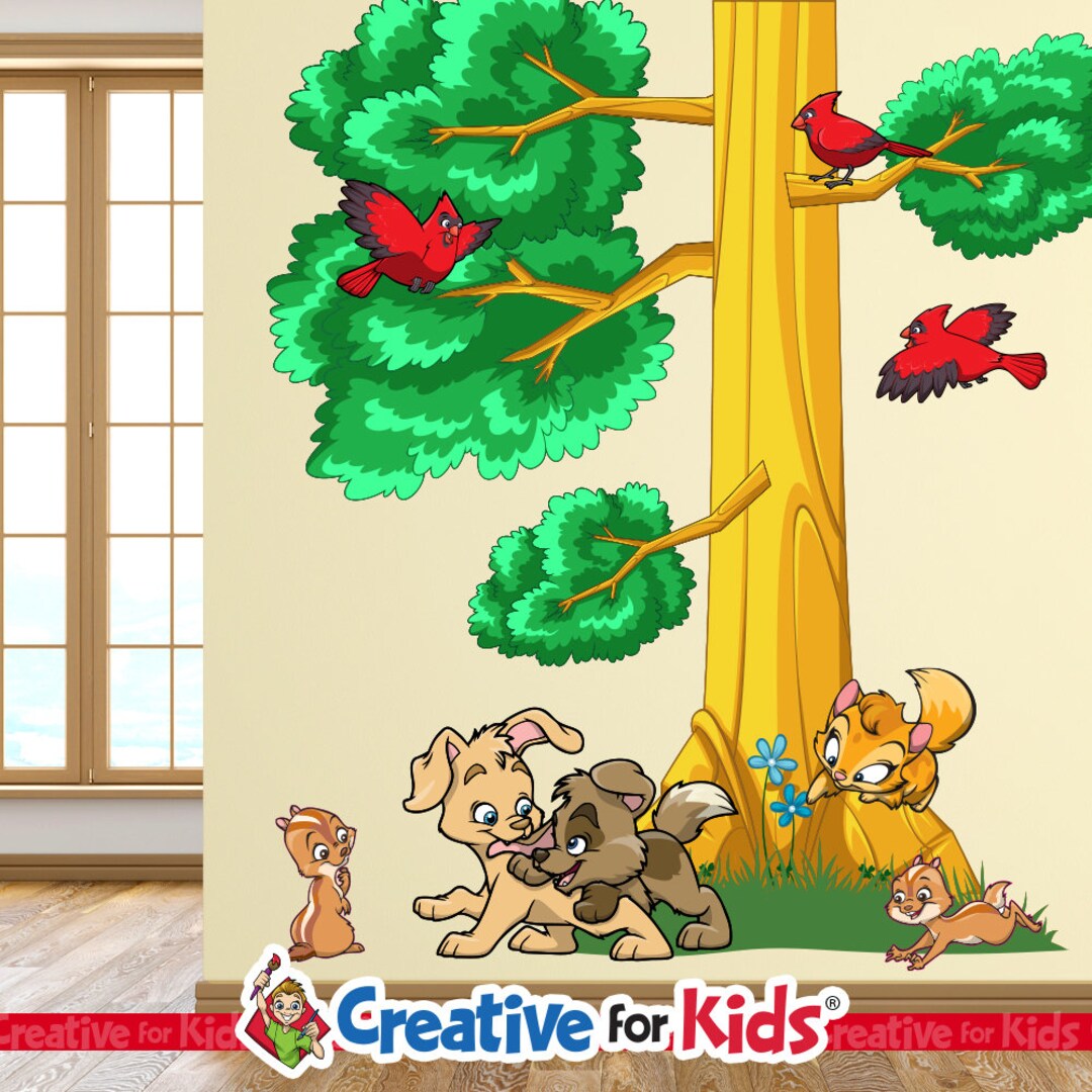 Tree Trunk Wall Decal Set: Dog, Cat, Bible Story Decor - Etsy