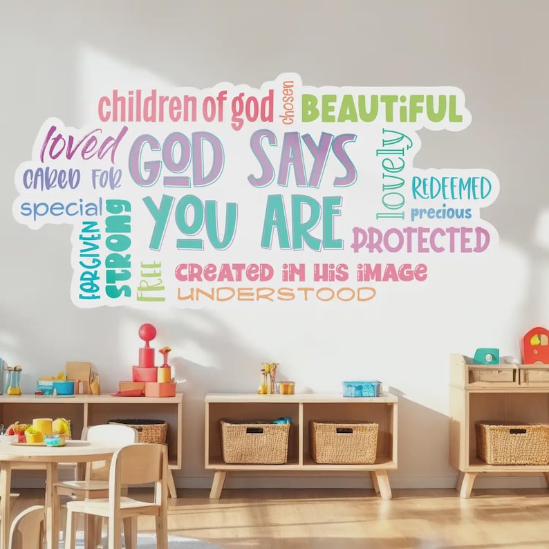 God Says Word Cloud Wall Decal: Sunday School Classroom Decor - Etsy