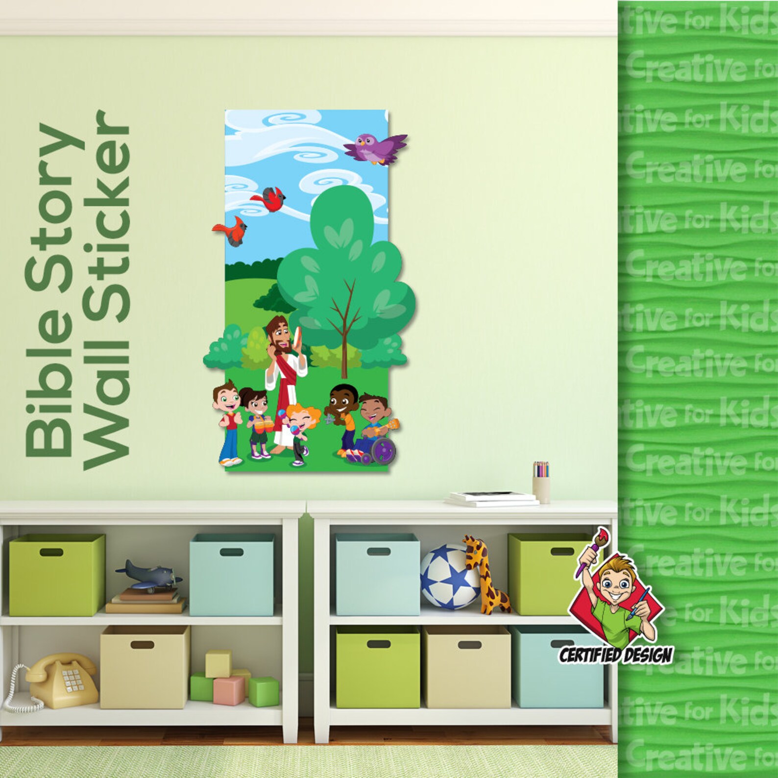 Jesus Playing Music Wall Decal: Sunday School Nursery Decor - Etsy