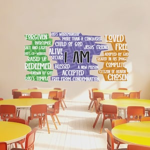 I Am Puzzle Word Cloud Wall Decal, Sunday School Banner, Kindergarten ...