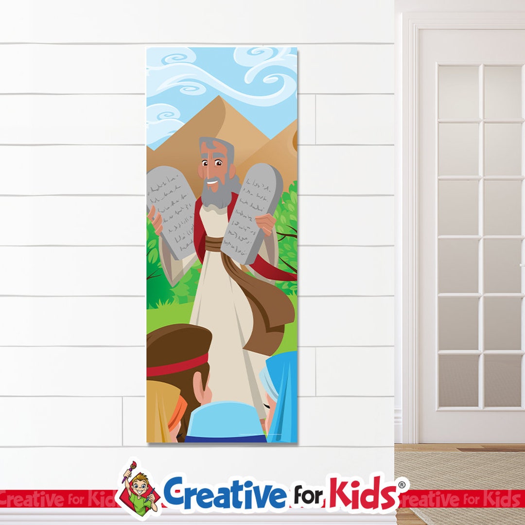Moses Ten Commandments, Moses Banner, Sunday School Banner, Kids Church ...