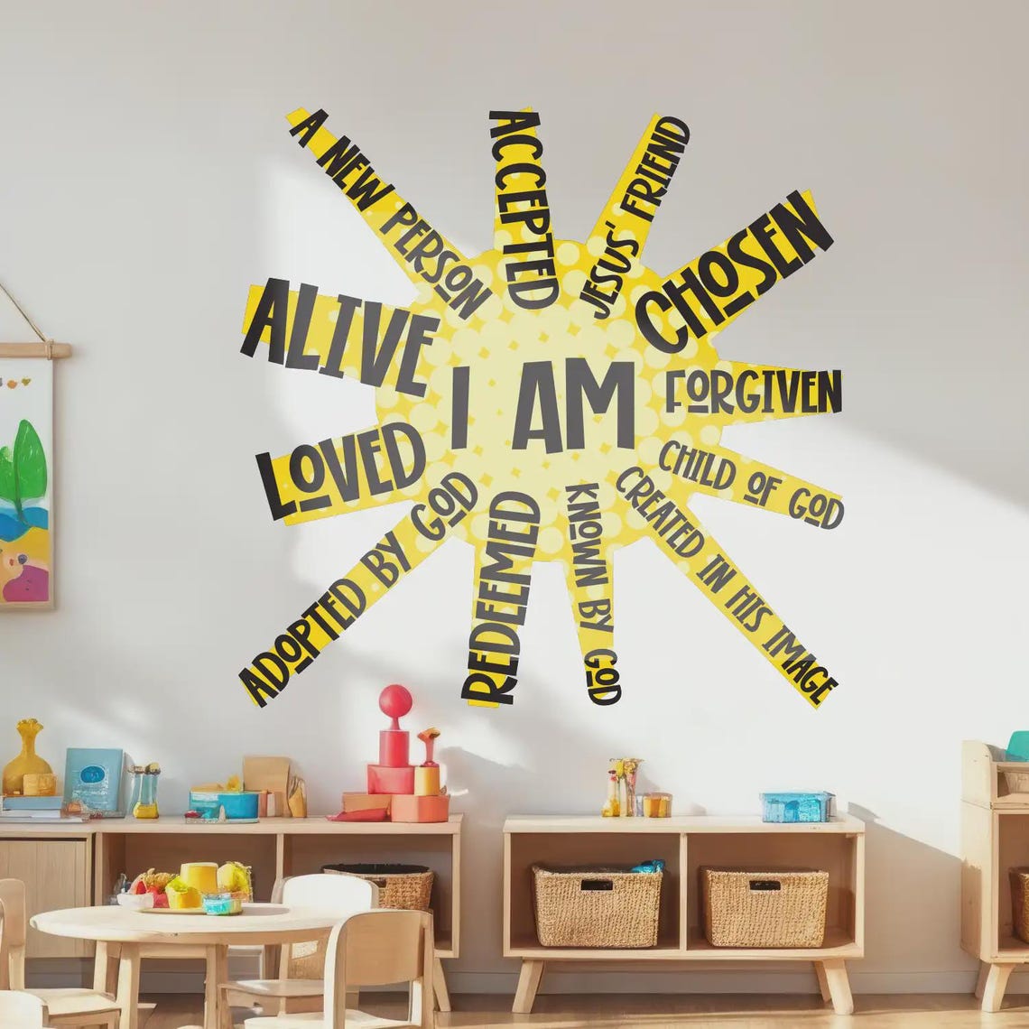 I Am Word Cloud Wall Decal: Sunday School Religious Art - Etsy