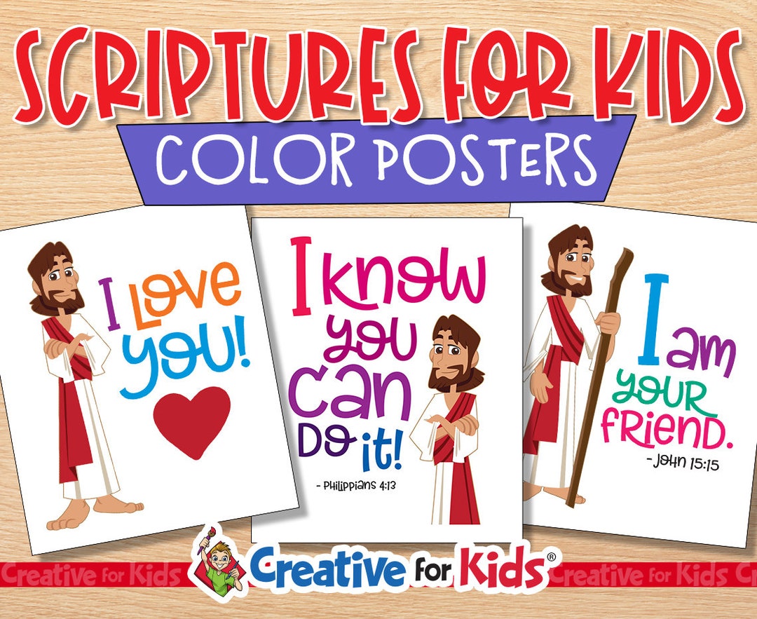 Scripture for Kids With Jesus Color Posters Will Wonderfully Decorate ...