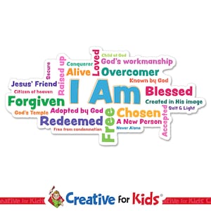 I Am Word Cloud Wall Decal: Religious Kids Art, Sunday School Decor - Etsy
