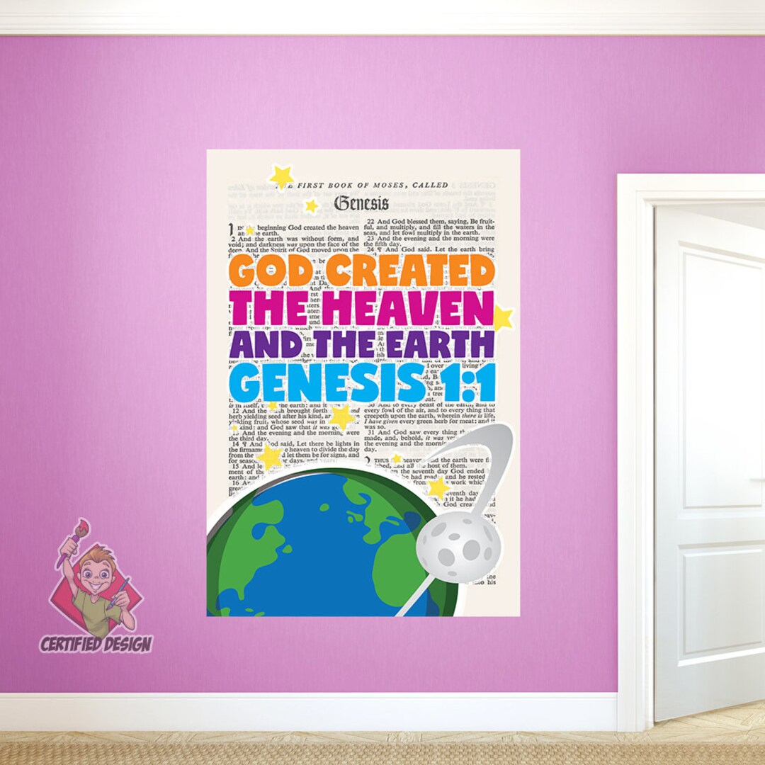God Created the Heaven and the Earth Decal, Genesis 1:1, Sunday School ...
