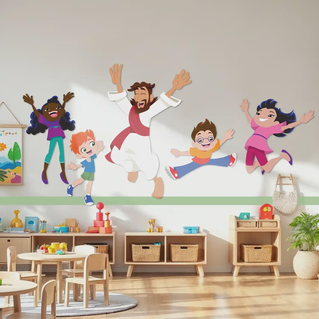 Jesus Bible Story Wall Decal Set: Wall Mural Sunday School - Etsy