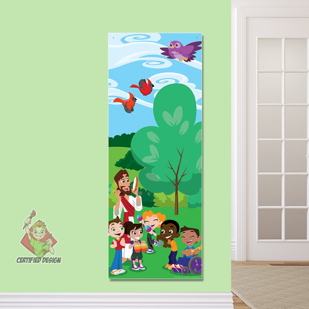 Jesus Playing Music Banner, Sunday School Decor, Sunday School Banner ...