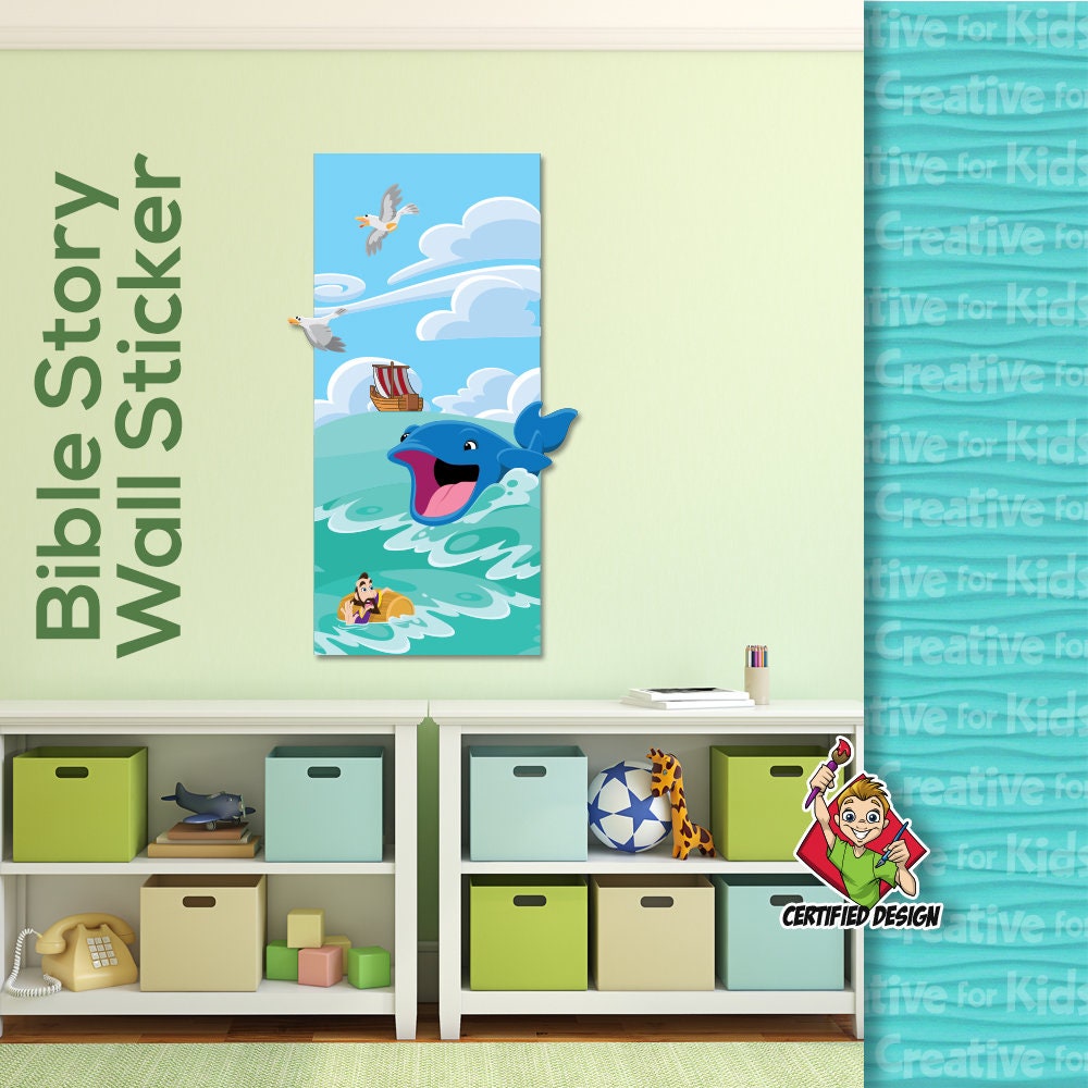 Jonah and the Whale Wall Decal: Bible Story Nursery Decor - Etsy