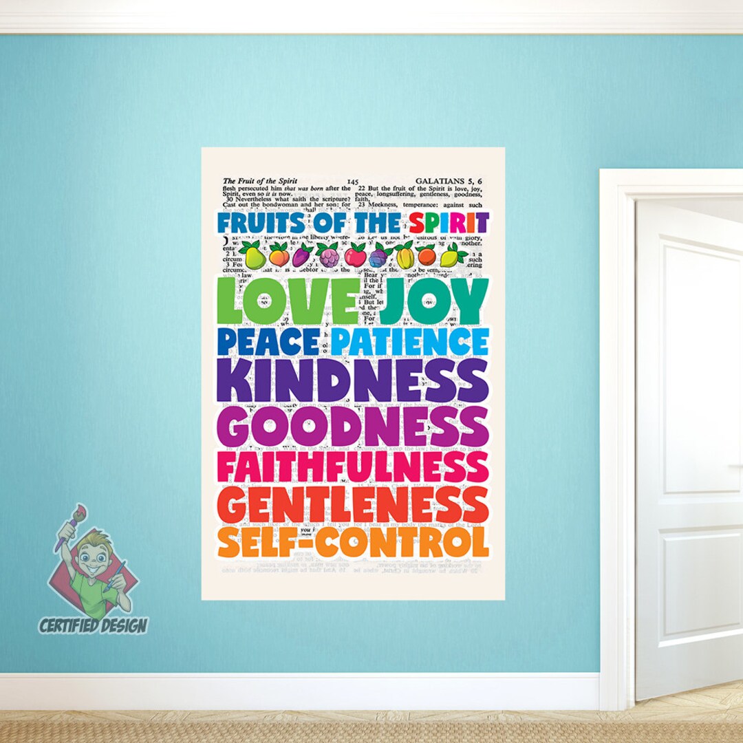 Fruit of the Spirit Decal: Kids Scripture, Sunday School Decor - Etsy