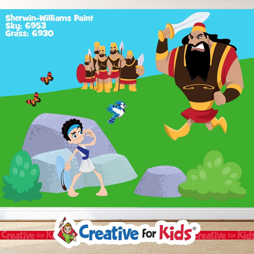 David & Goliath Wall Decal Set, PREK David and Goliath Bible Story Wall ...