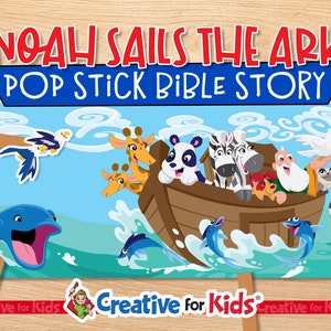 All 4 Noah's Ark Popstick Stories, Bible Story Cutout Craft, Sunday ...