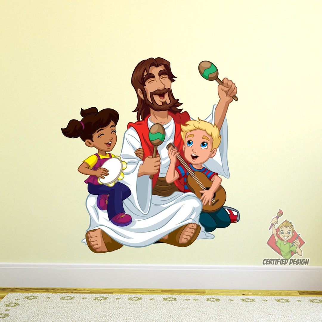 Jesus Singing With Children Wall Decal: Church Nursery, Sunday School ...
