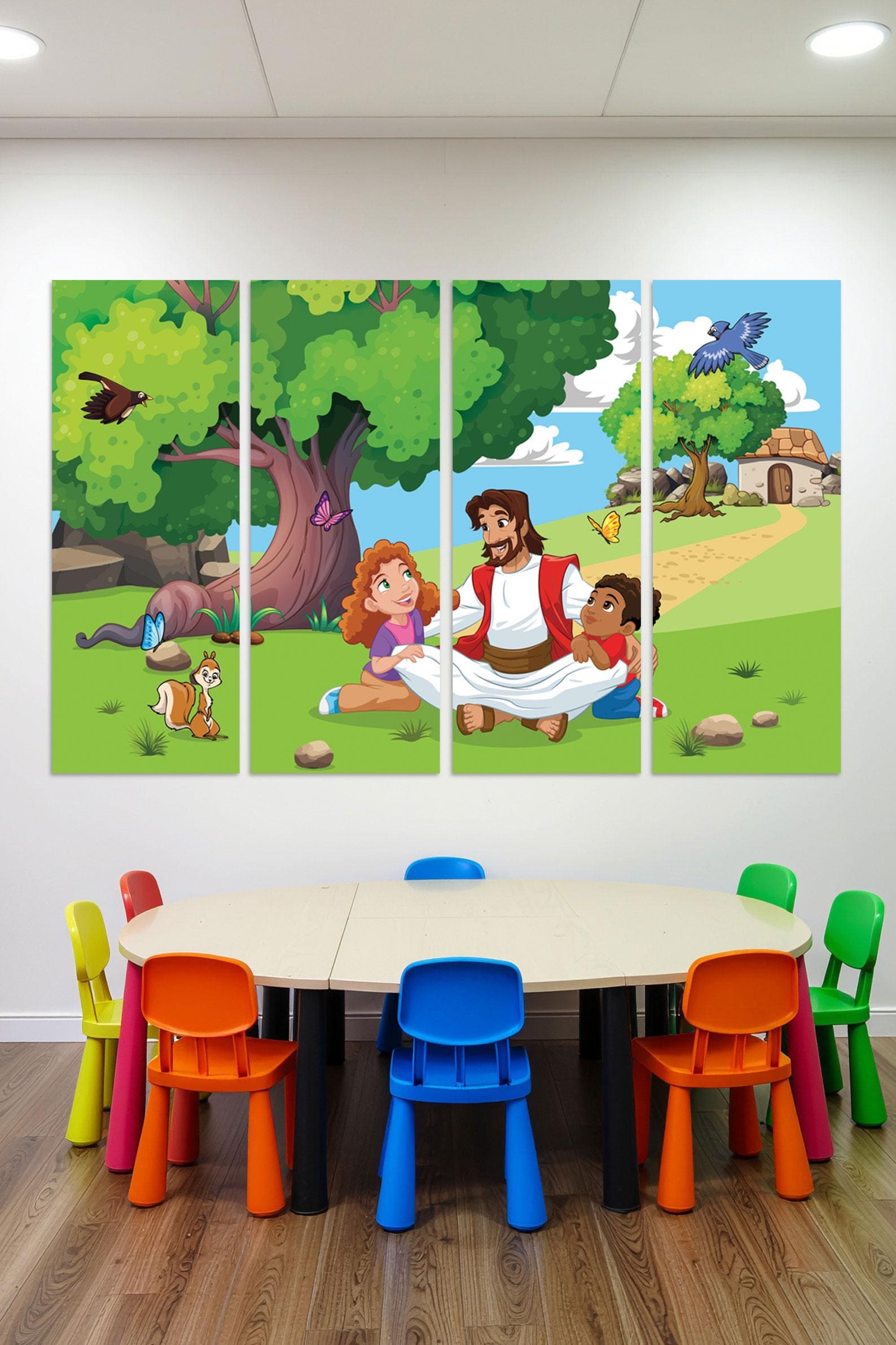 Jesus With Children Collage Banner – Christian Wall Art for Sunday ...