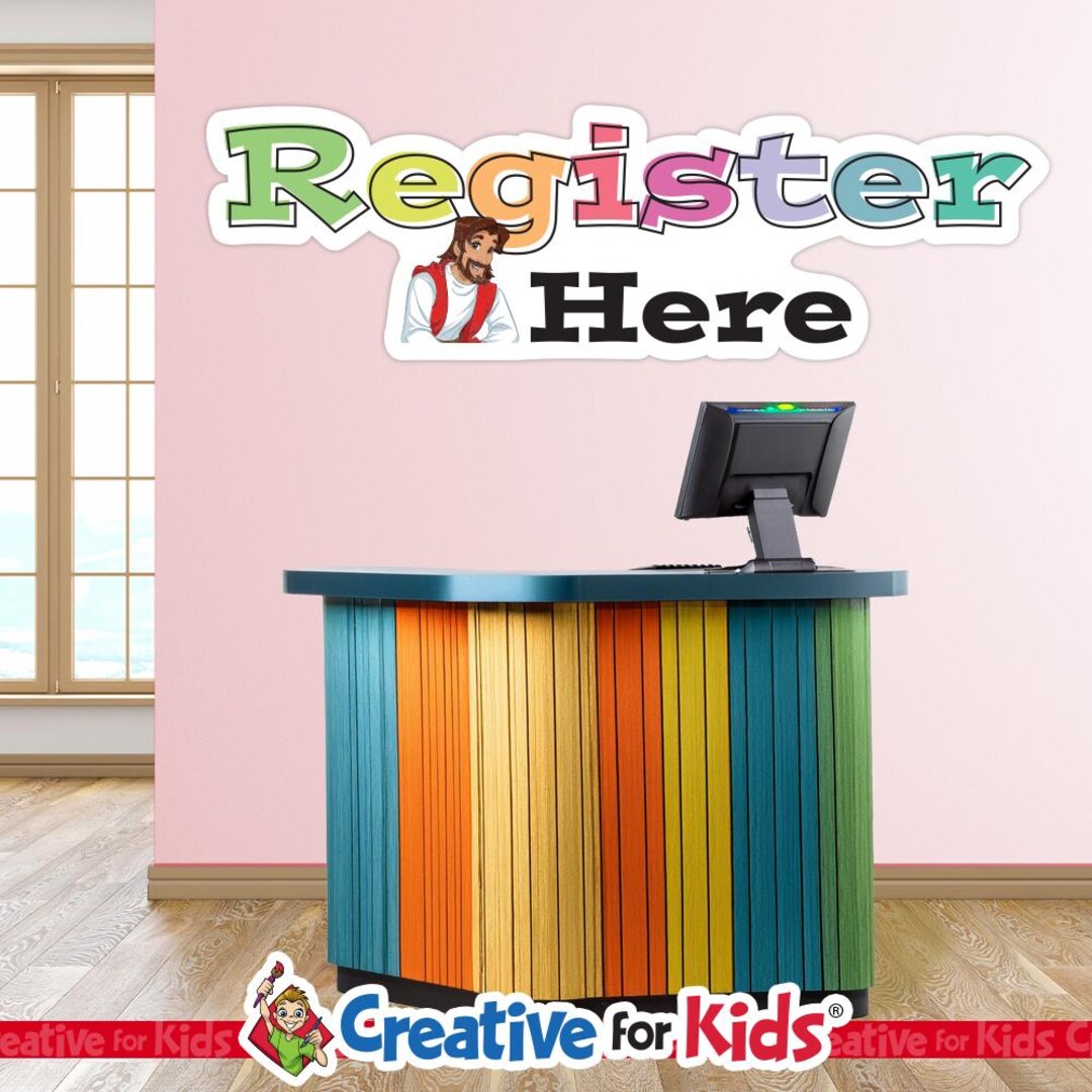 Register Here Welcome Wall Decal Sign, Sunday School Sign In, Nursery ...