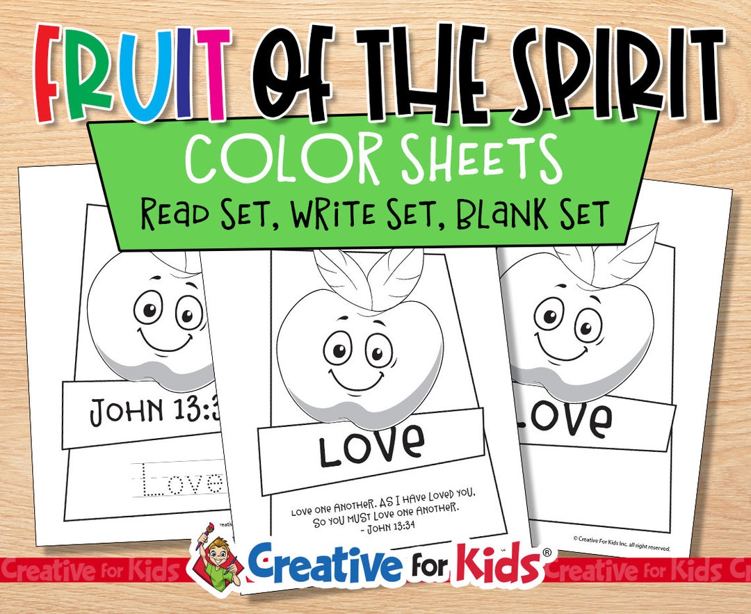 Fruit of the Spirit Color Sheets, Galatians 5 22, Sunday School Decor ...