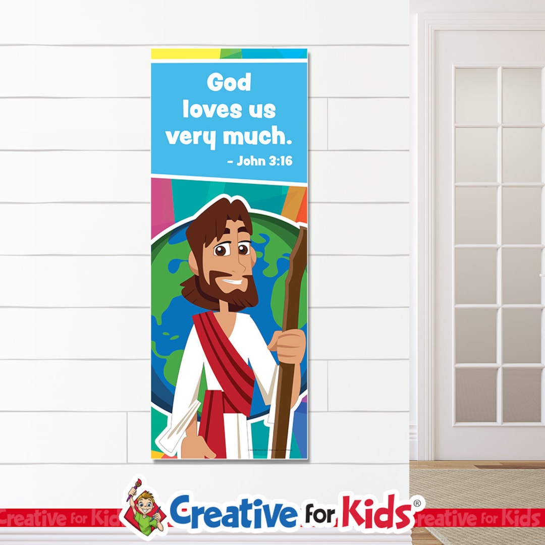 Jesus God Loves Us Very Much Banner, Sunday School Decor, Sunday School ...
