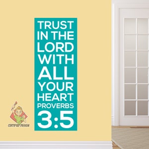 Proverbs 3:5, Sunday School Wall Decal, Scripture Verse Poster ...