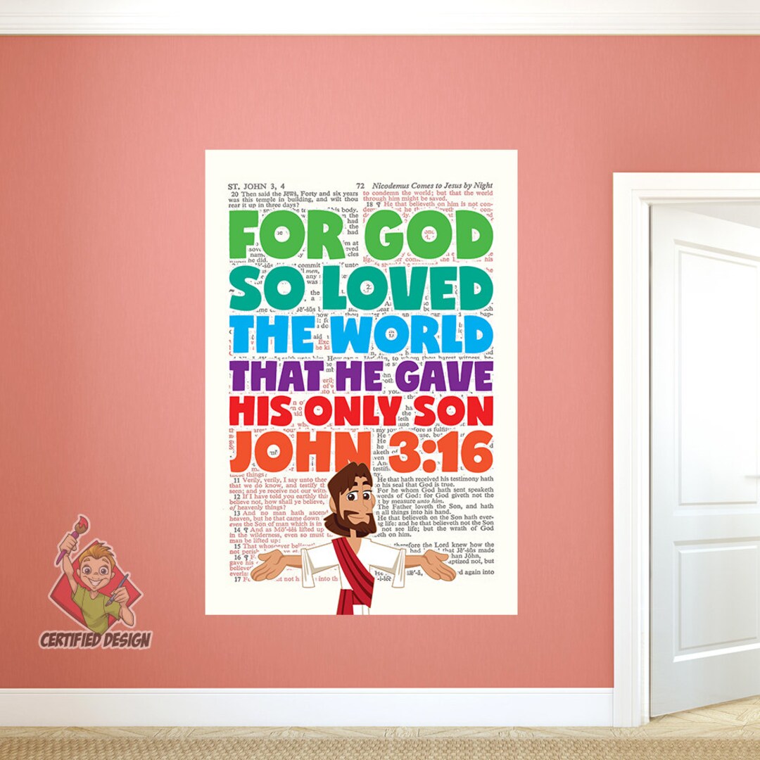 For God so Loved the World Decal, John 3:16, Sunday School Decal, Kids ...