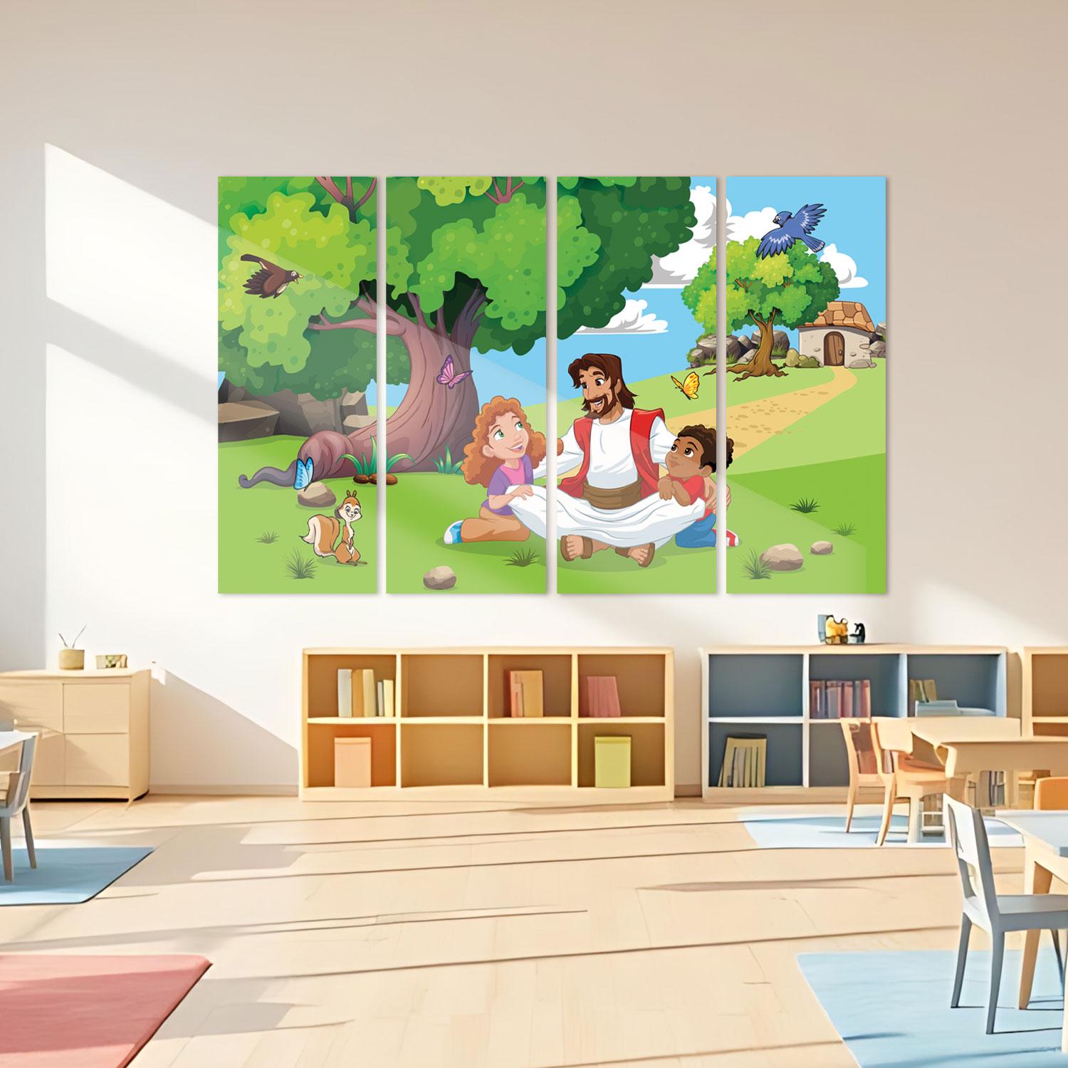 Jesus With Children Collage Banner – Christian Wall Art for Sunday ...