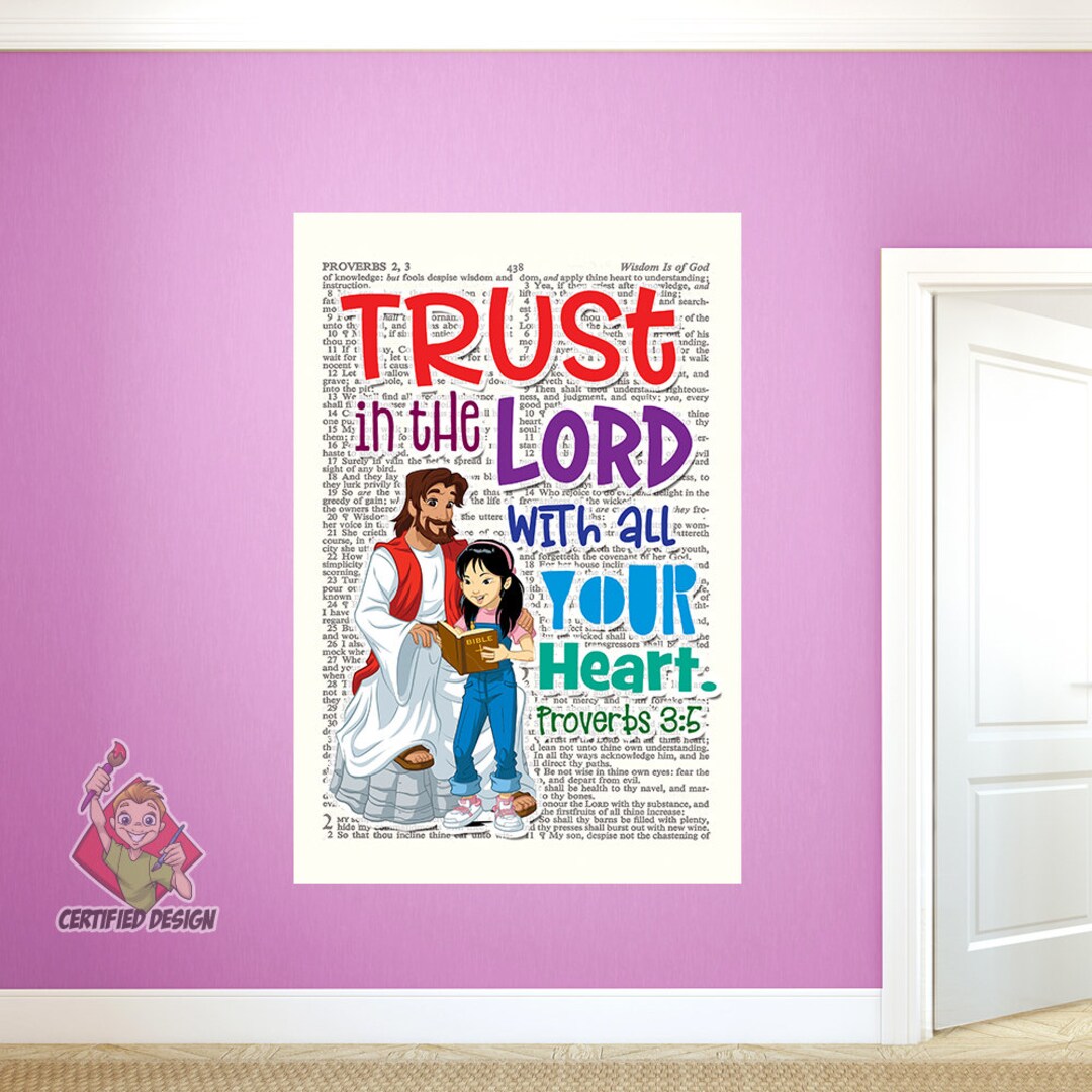 Sunday School Wall Decal for Kids Religious Art, Scripture Verse Poster ...