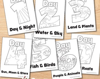 7 Days of Creation Bible Coloring Pages - Etsy