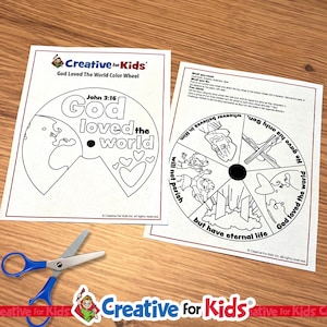 God Loved the World Color Wheel, John 3:16, Sunday School Craft, Bible ...