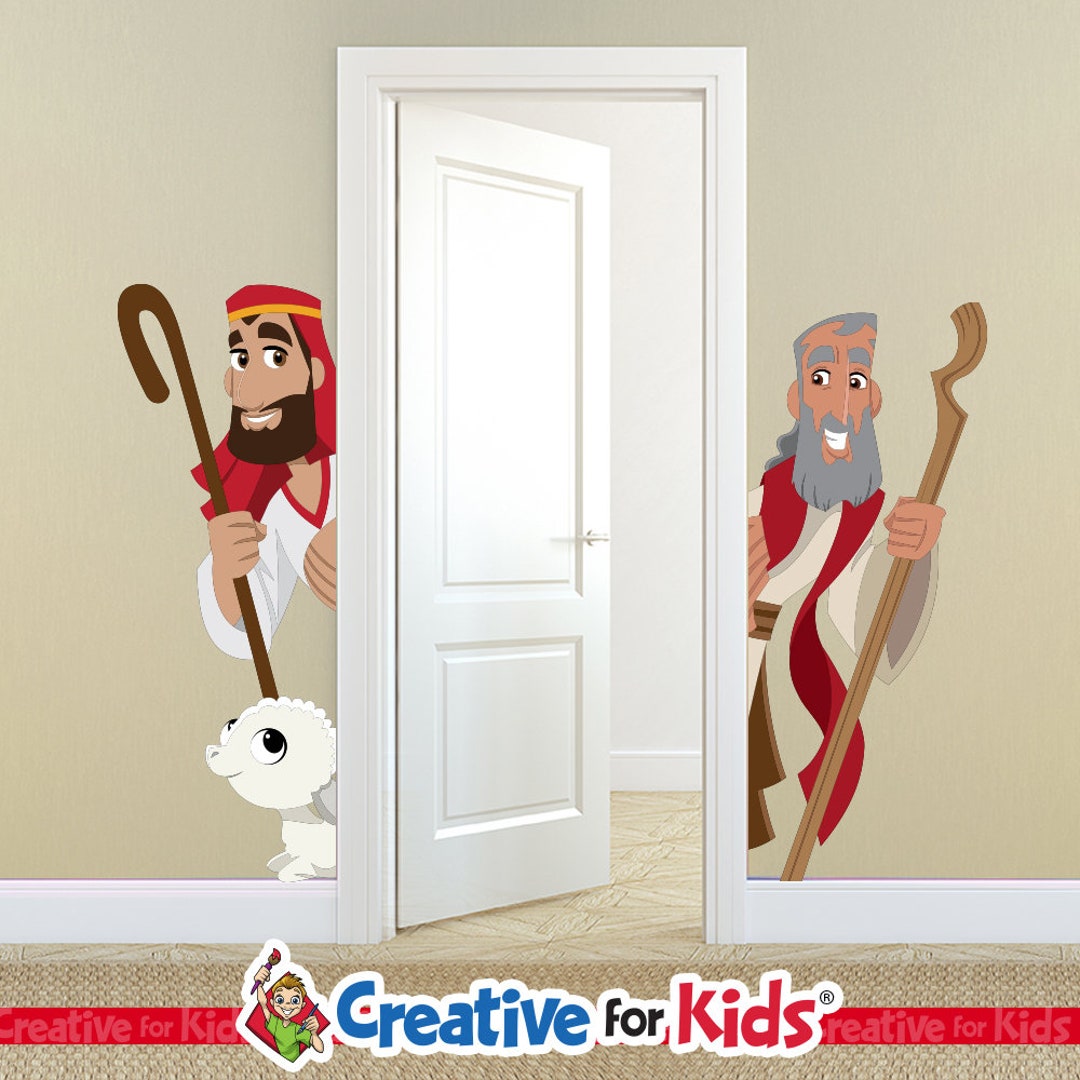 Moses & Joseph Door Frame Friends Wall Decal Set, Sunday School Wall ...