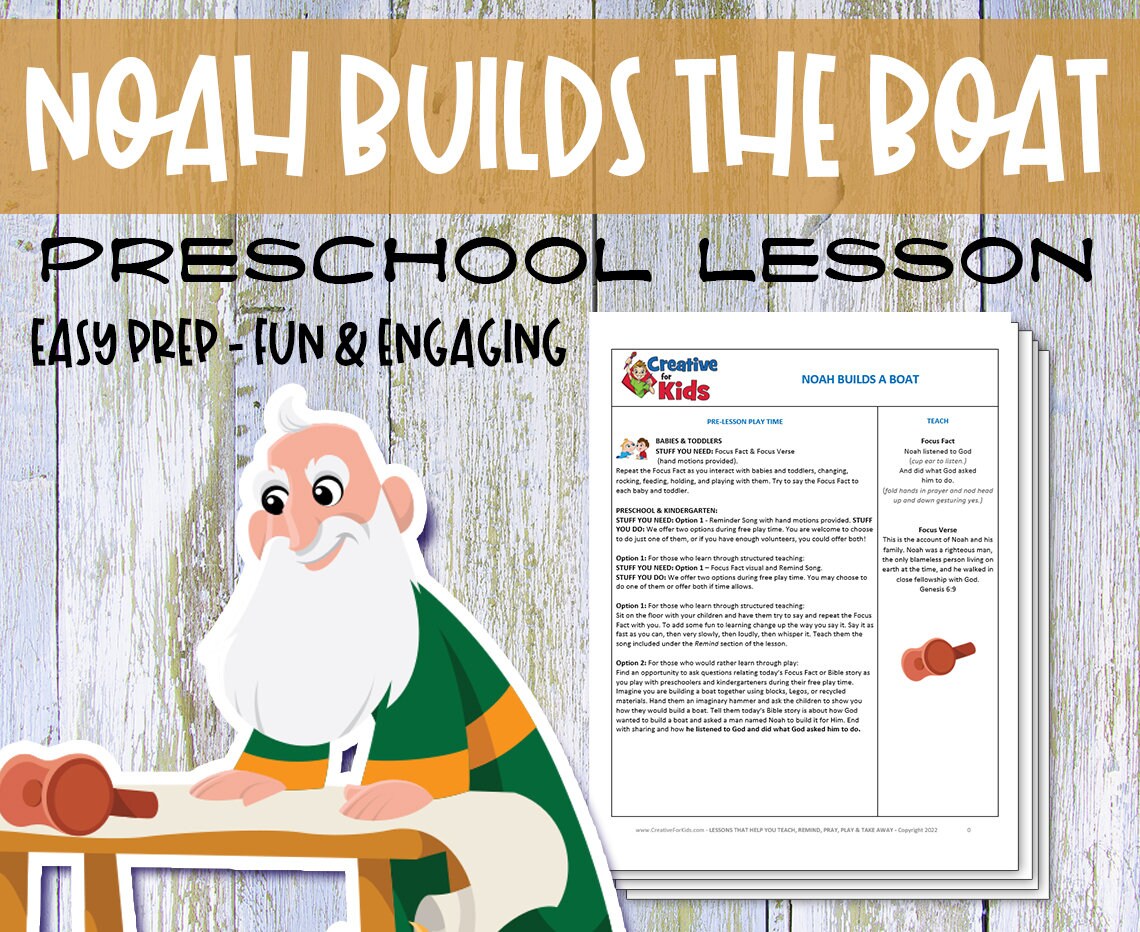 Noah Builds the Boat Preschool Bible Lesson Sunday School - Etsy