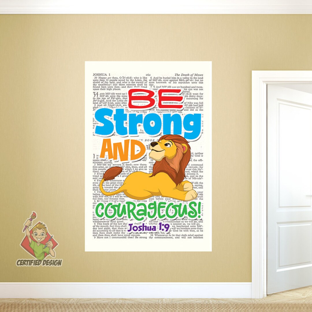 Sunday School Decal, Be Strong & Courageous, Kids Scripture Decal, Kids ...