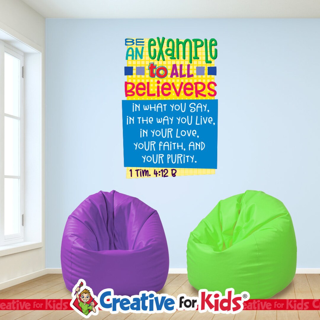 Sunday School Decal, 1 Tim 4:12 B, Kids Scripture Art, Kids Bible Verse ...