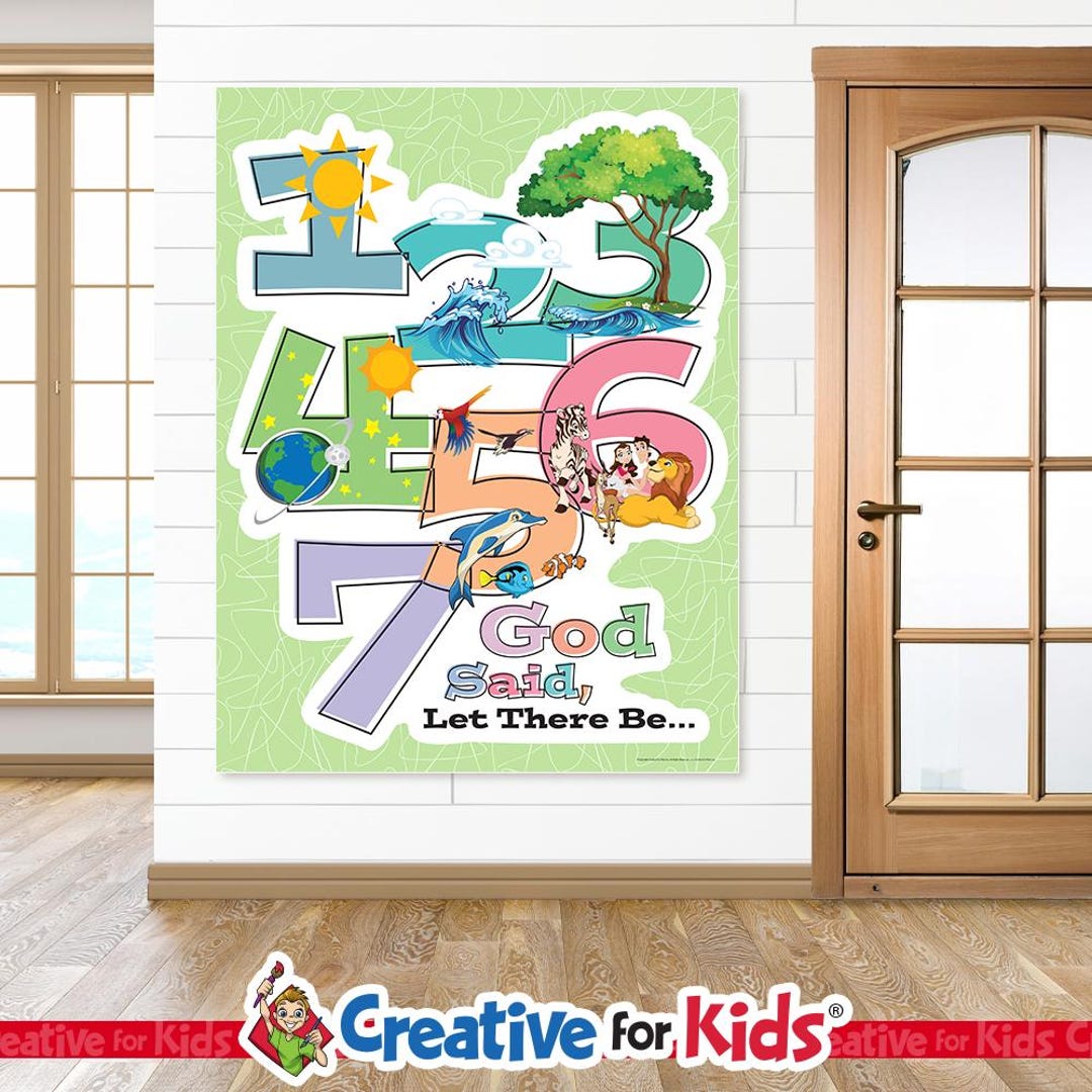 7 Days of Creation Banner Vertical, Genesis 1, Sunday School Banner ...