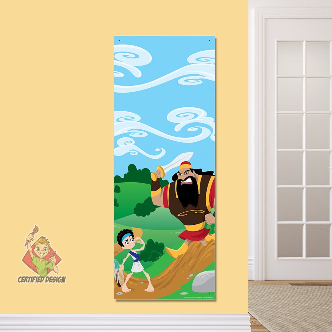 David and Goliath Vinyl Banner: Sunday School Bible Story Mural (24" X ...
