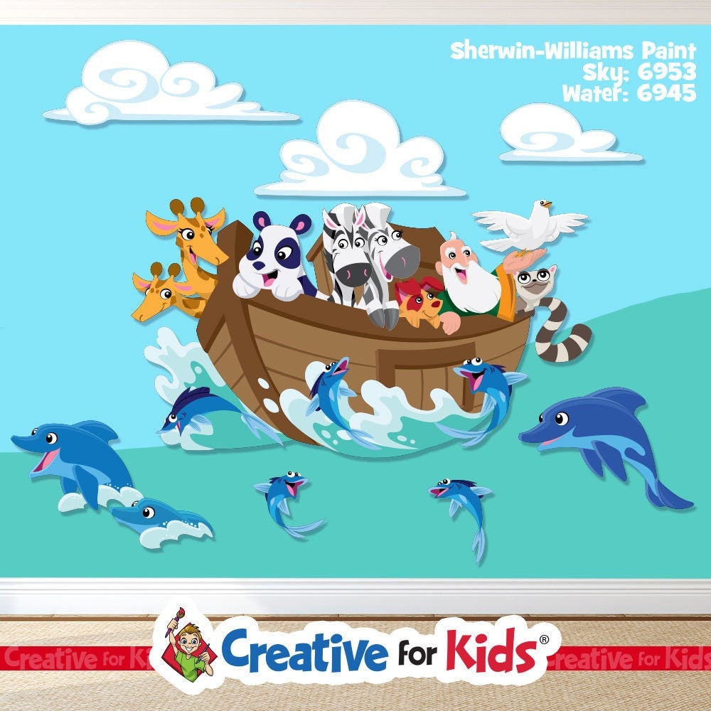 Noah's Ark Bible Story Wall Decal Set - Sunday School Decor - Etsy
