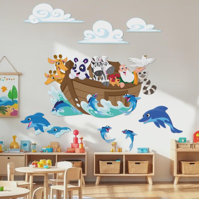 Noah's Ark Wall Decal for Kids Room, Christian Classroom & Church Decor ...