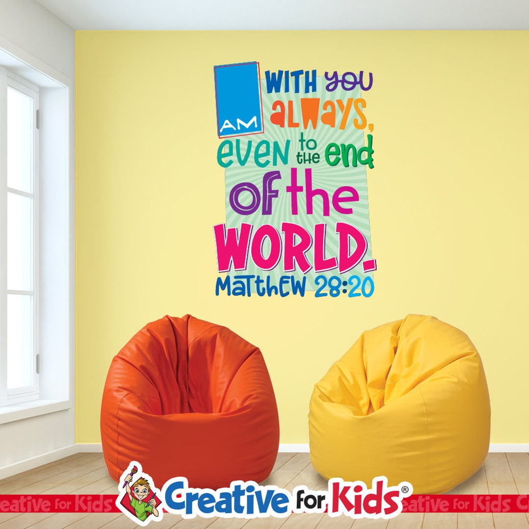 Scripture Verse Poster Sunday School Wall Decal, Kids Religious Art for ...