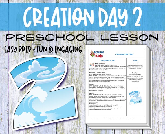 Creation Day 2 Preschool Bible Lesson Sunday School Lesson - Etsy