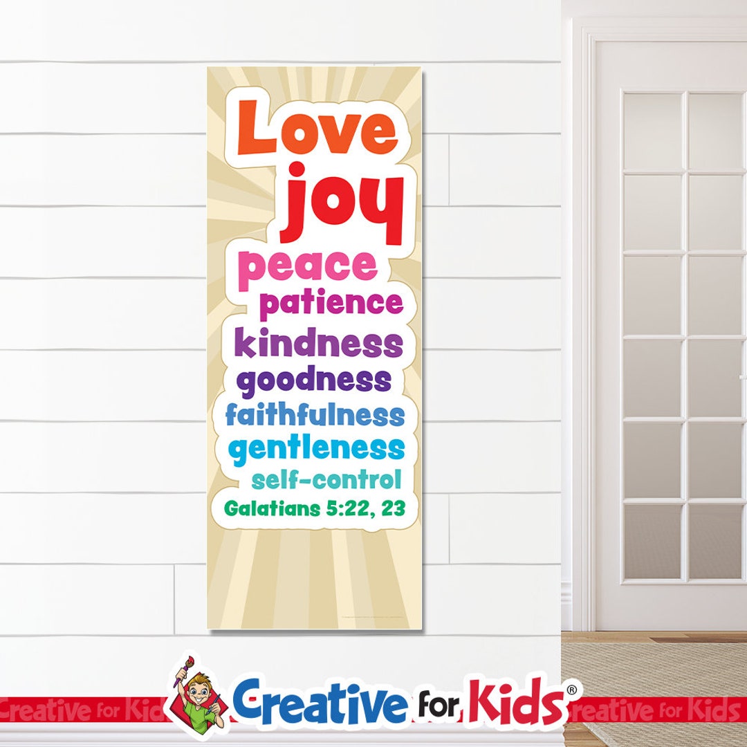 Fruits of the Spirit White Trim Scripture Banner, Sunday School Banner ...