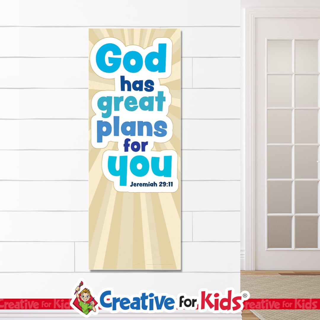 God Has Great Plans for You White Trim Scripture Banner, Sunday School ...