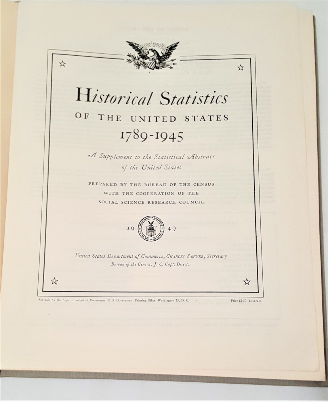 Historical Statistics of the United States 1789 1945 - Etsy