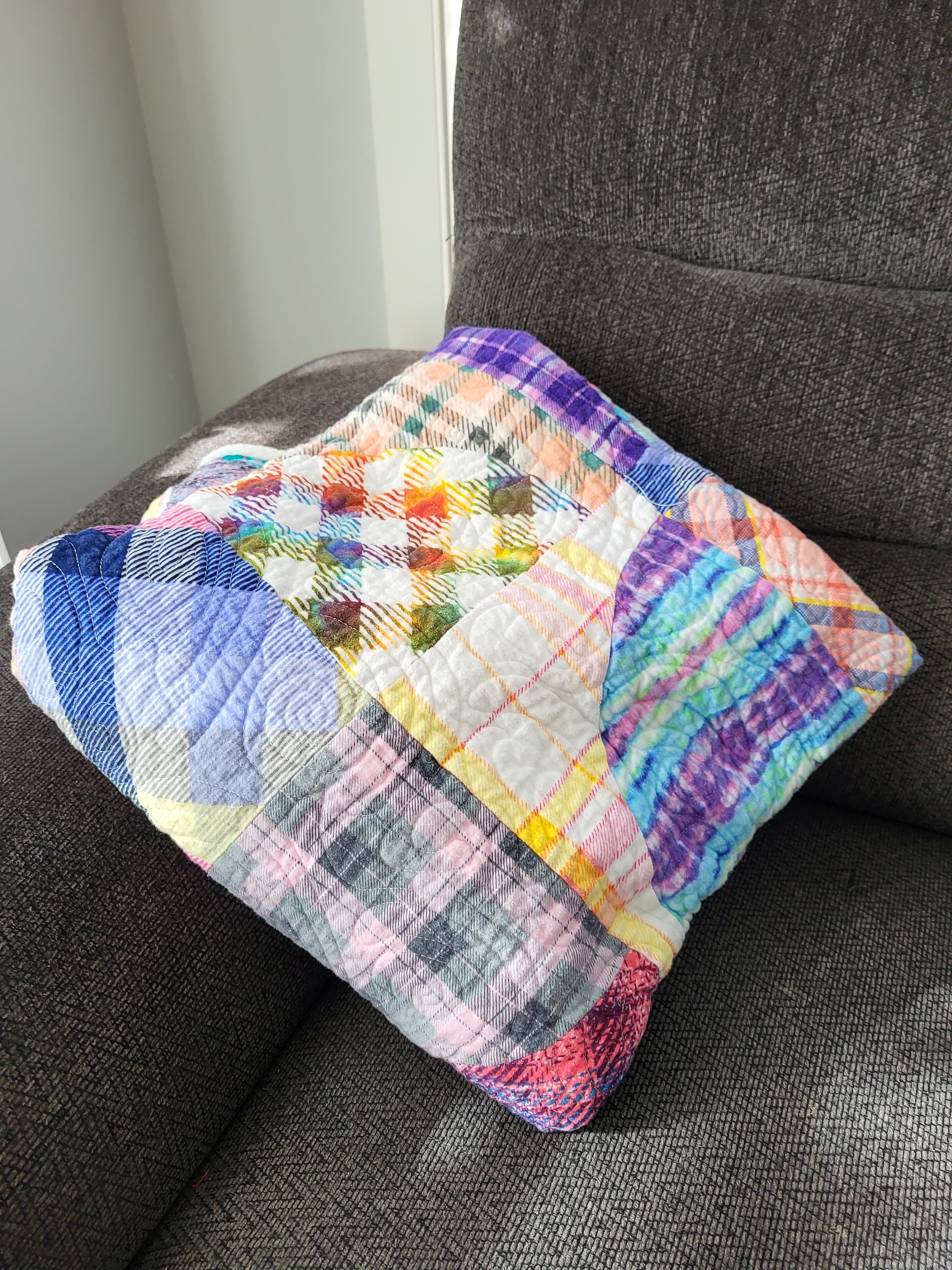 Plaid Flannel Handmade Patchwork Quilt - Etsy