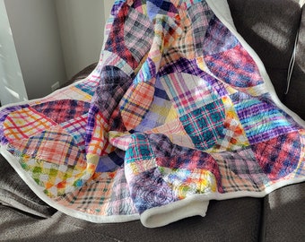 Plaid Patchwork Quilt, 74" X 85", Twin/full Size Bed Quilt or Throw ...