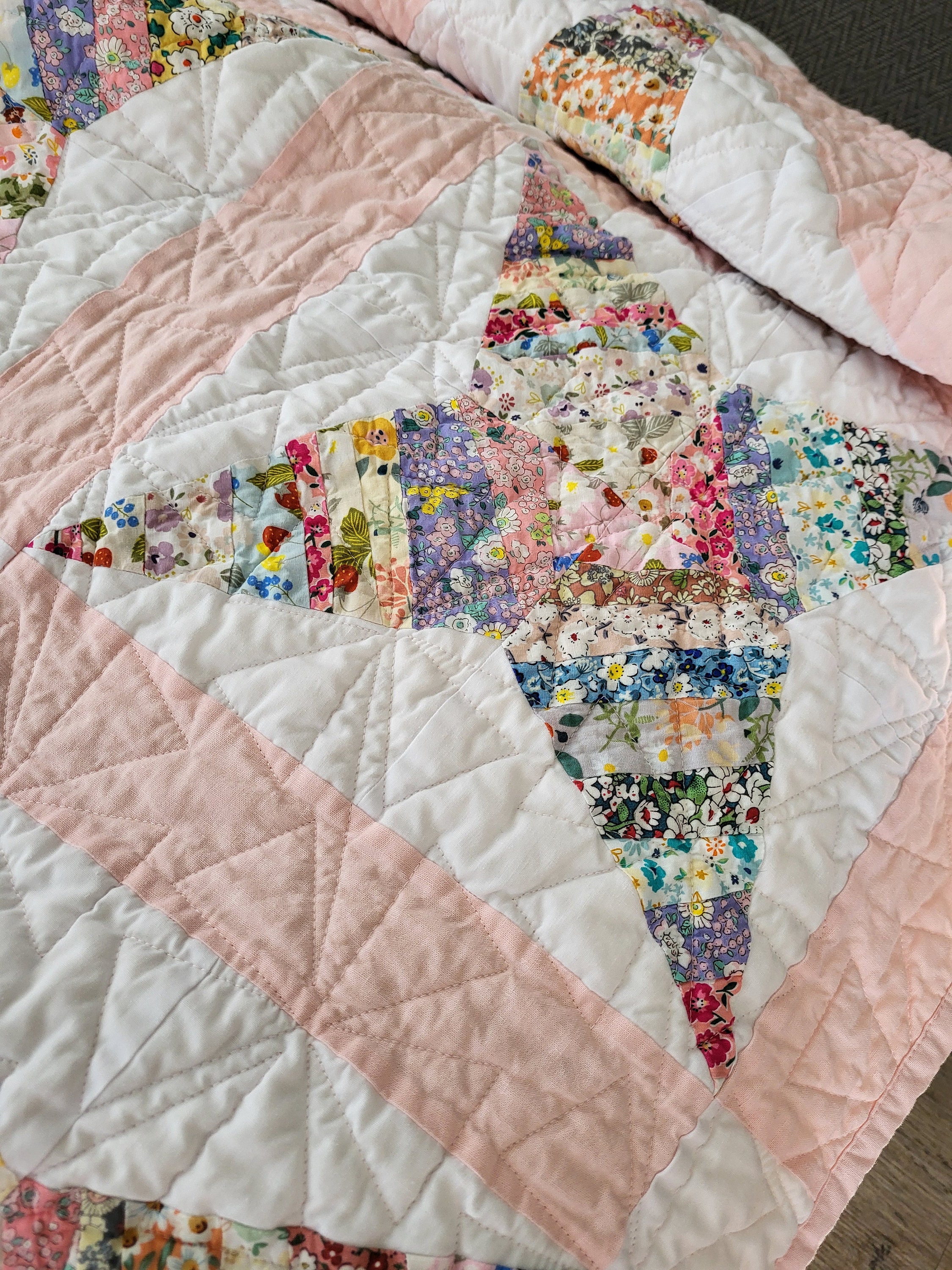 Vintage Inspired String Star Patchwork Quilt - Etsy