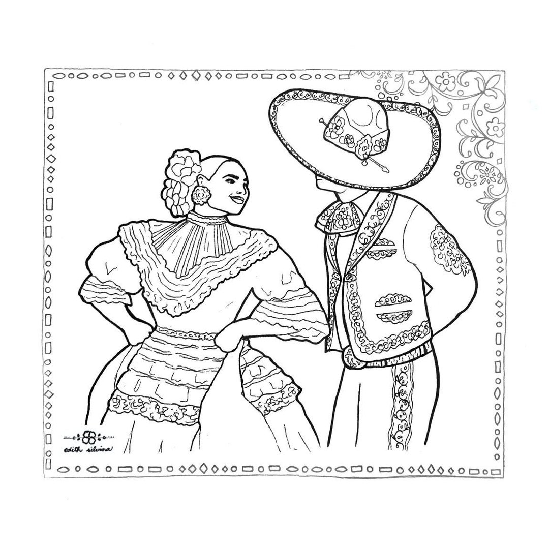 Mexican Dancing Couple (jalisco) Art Print for Mexican Independence Day ...