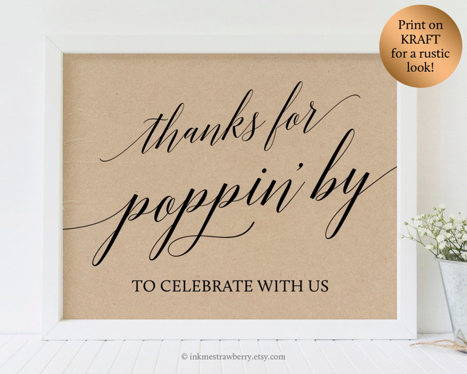 Thanks For Popping By Sign Printable Wedding Popcorn Favor Etsy