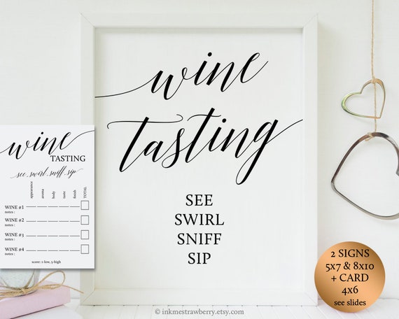Wine Tasting Sign Wine Tasting Cards Wine Tasting Party | Etsy