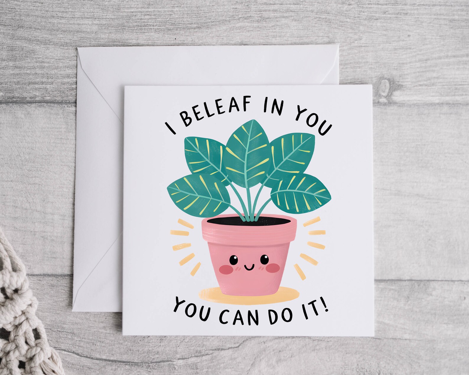 I Beleaf in You Card, Motivational Card, Kawaii Inspirational Card ...