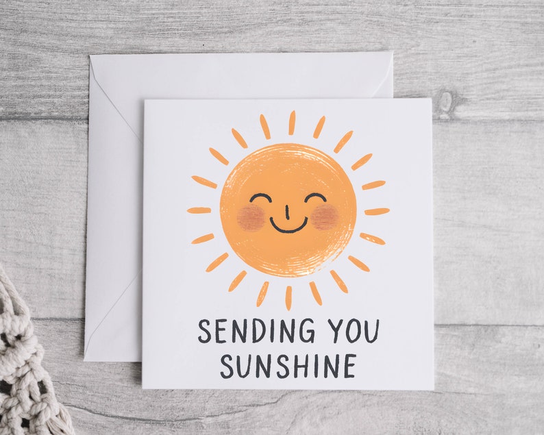 Sending You Sunshine Card, Get Well Soon Card, Support Card ...